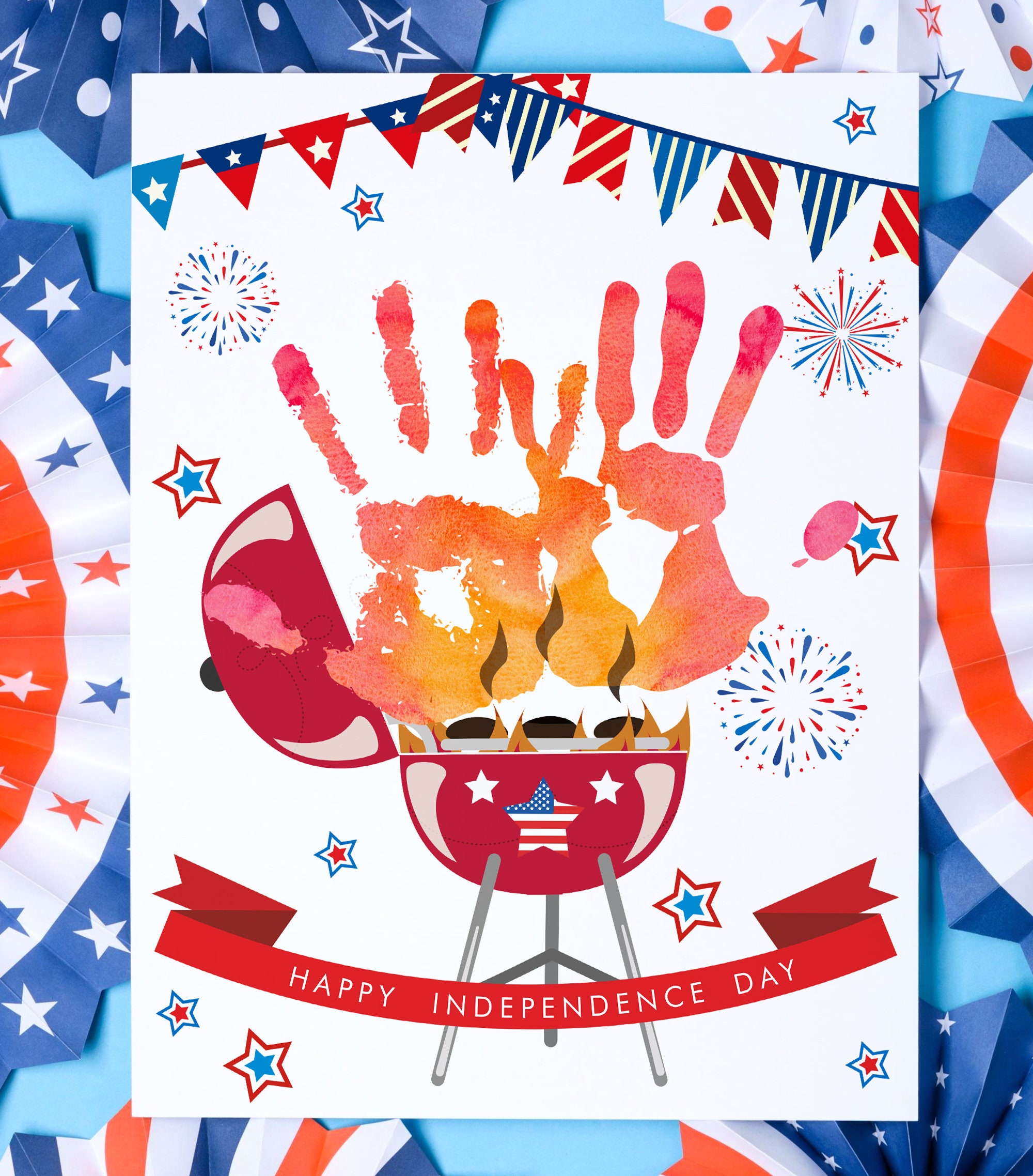 DIY 4th of July Handprint Art Activity for Kids. Printable - Etsy