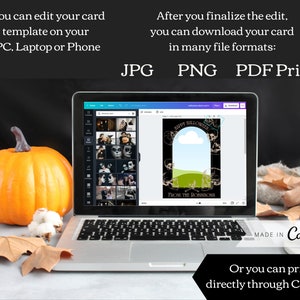 Editable Halloween Photo Card Template. Scary Photo Card Canva Template ...