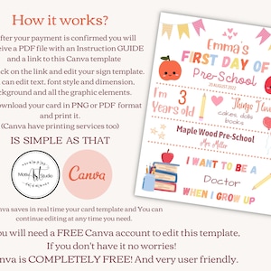 Editable First Day of School Template for Girls. Back to School Sign ...