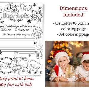 Letter to Santa Coloring Page Instant Download. Printable Christmas ...