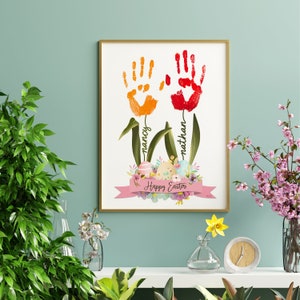 Personalized Easter Handprint Art Gift. Printable Easter Craft for Kids ...