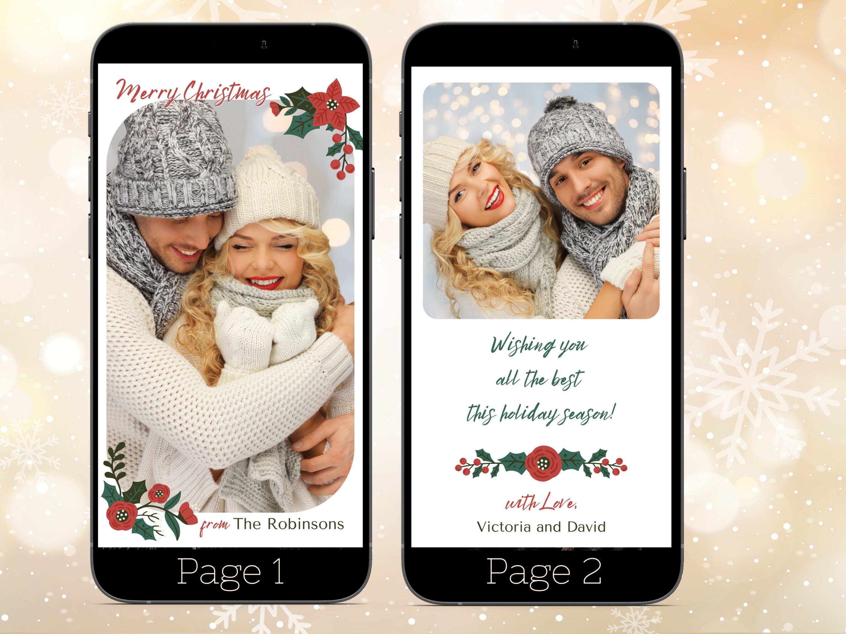 Editable Christmas Video Card Template. Editable Canva Christmas Photo ...