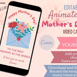 Animated Mother's Day Card Template. Editable Mothers Day Video Card ...
