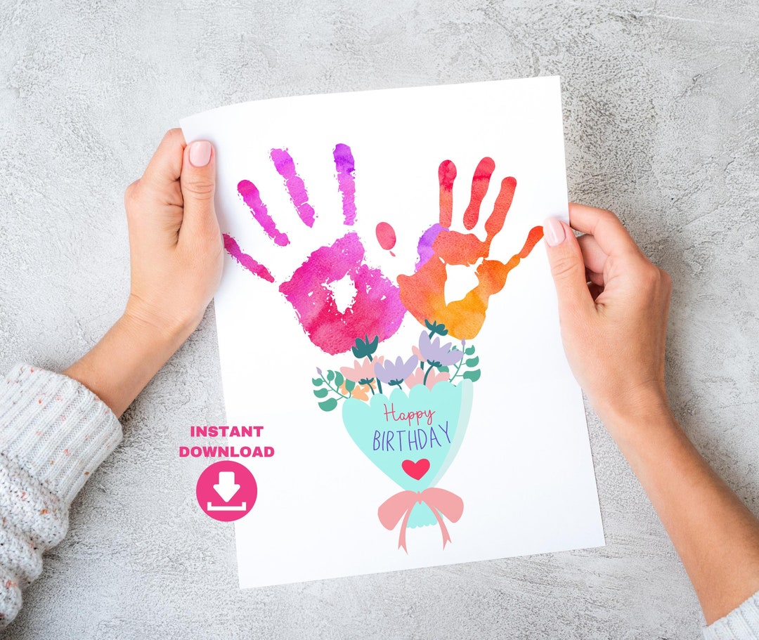 Printable Birthday Handprint Art Gift From Kids. Handprint Art for Mom ...