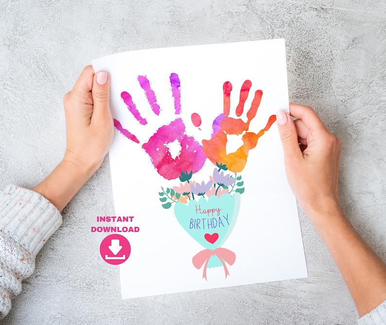 Printable Birthday Handprint Art Gift From Kids. Handprint Art - Etsy