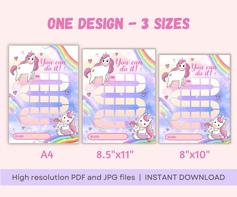 Cute Unicorn Kids Reward Chart Instant Download. Printable - Etsy