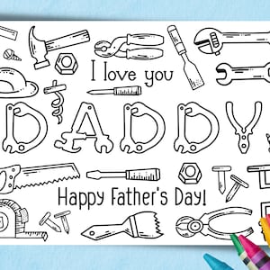 Father's Day Coloring Card: Hand Tools for Dad (digital Download) - Etsy