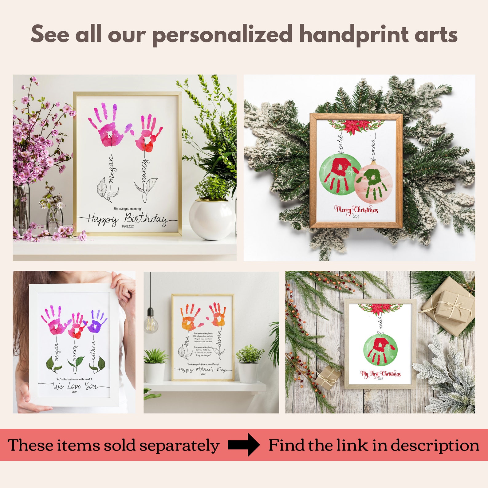 Personalized Birthday Handprint Art, Flower Gift (digital Download) - Etsy