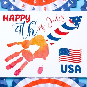 DIY 4th of July Handprint Art Activity for Kids. Printable Independence ...