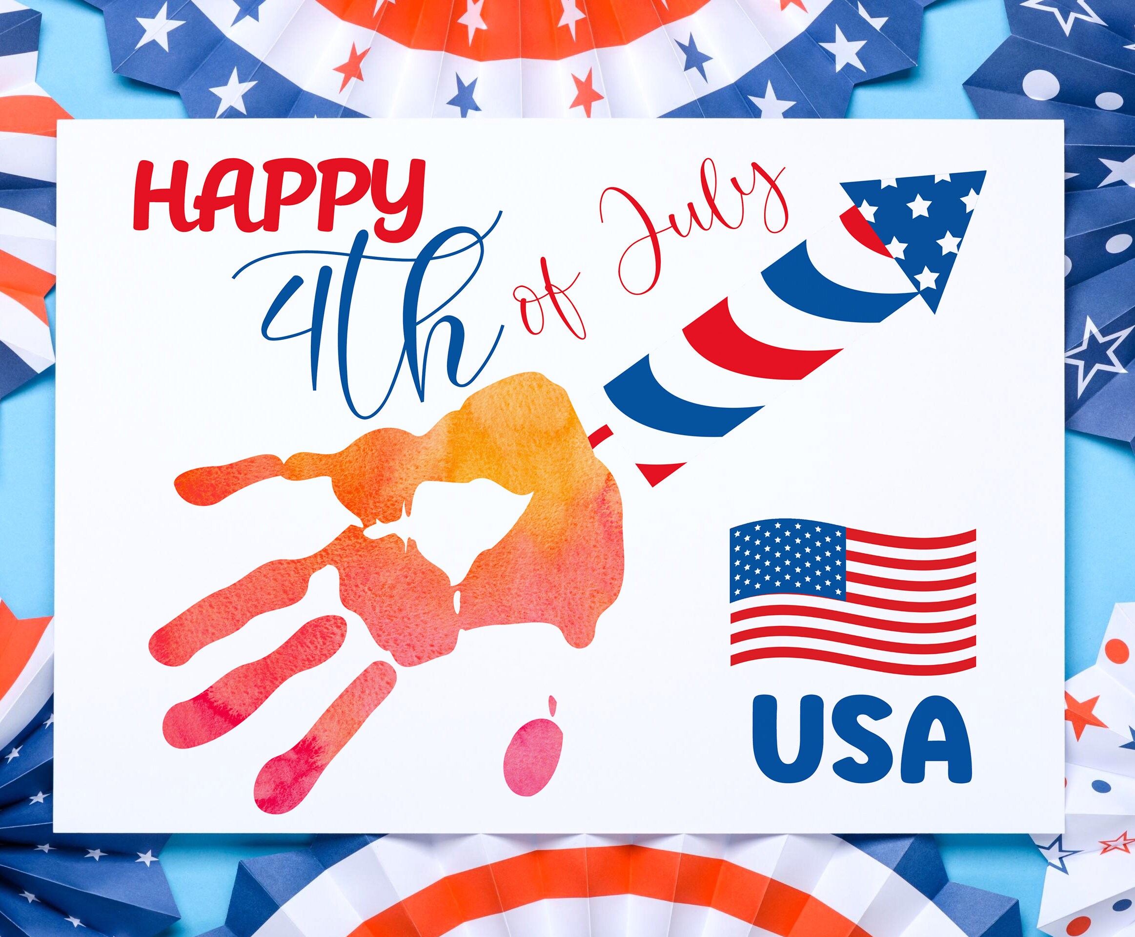 DIY 4th of July Handprint Art Activity for Kids. Printable - Etsy