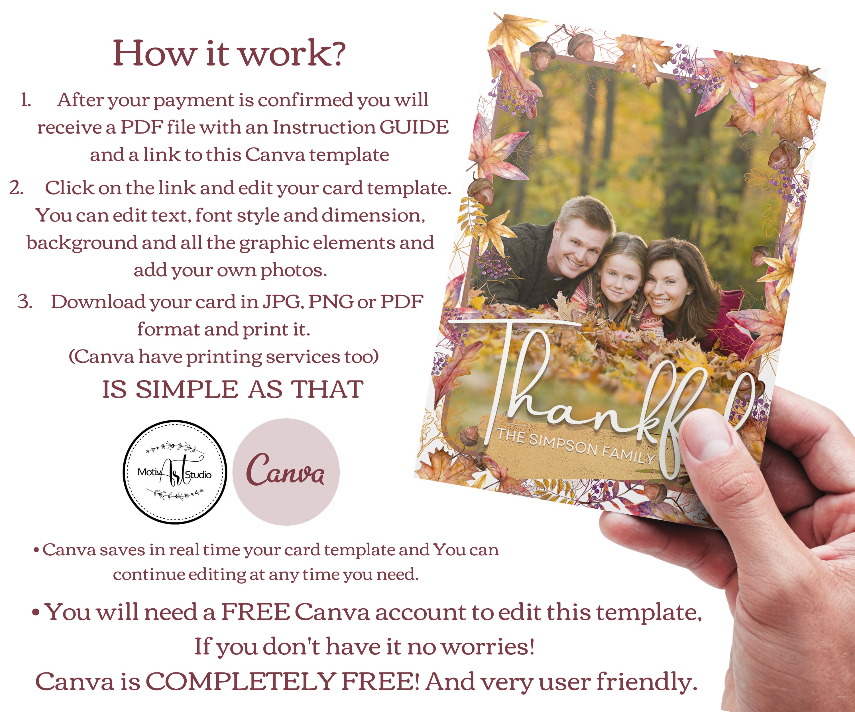 Editable Thanksgiving Photo Card Template. Thankful Photo Card - Etsy