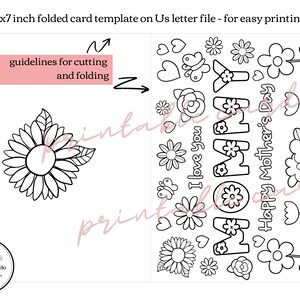 I Love You Mommy Mothers Day Coloring Card for Kids. Printable DIY ...