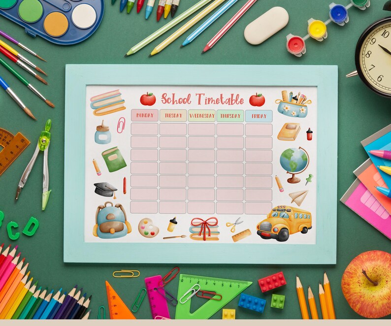 Printable School Timetable Instant Download. Back to School - Etsy