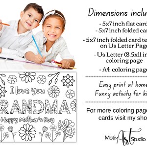 Grandma Printable Mothers Day Coloring Card for Kids. Mothers Day DIY ...