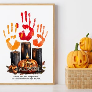Halloween Handprint Art Instant Download. Printable Halloween Candle ...