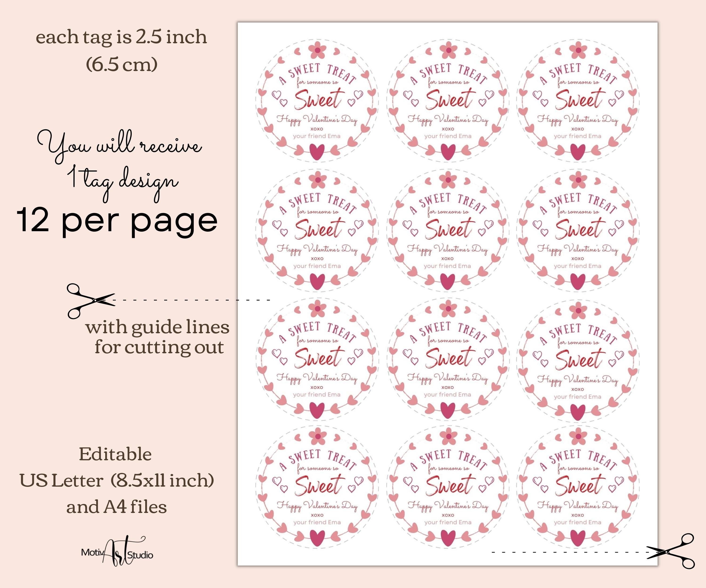 Editable Valentine Sweet Treat Favor Tags Canva Template. | Etsy