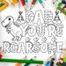 Dinosaur Birthday Coloring Card for Dad. Funny Father's - Etsy
