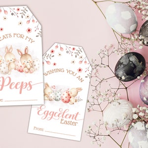 Set of 3 Printable Easter Gift Tags With Cute Easter Peeps, Easter Eggs ...