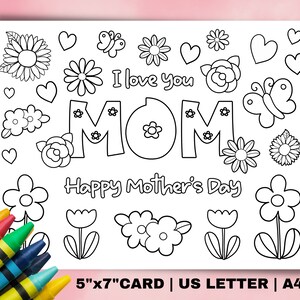 Printable Mothers Day Coloring Card. DIY Mothers Day Gift From Kids ...