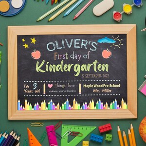 First Day of Kindergarten Editable Template. Back to School Sign. First ...