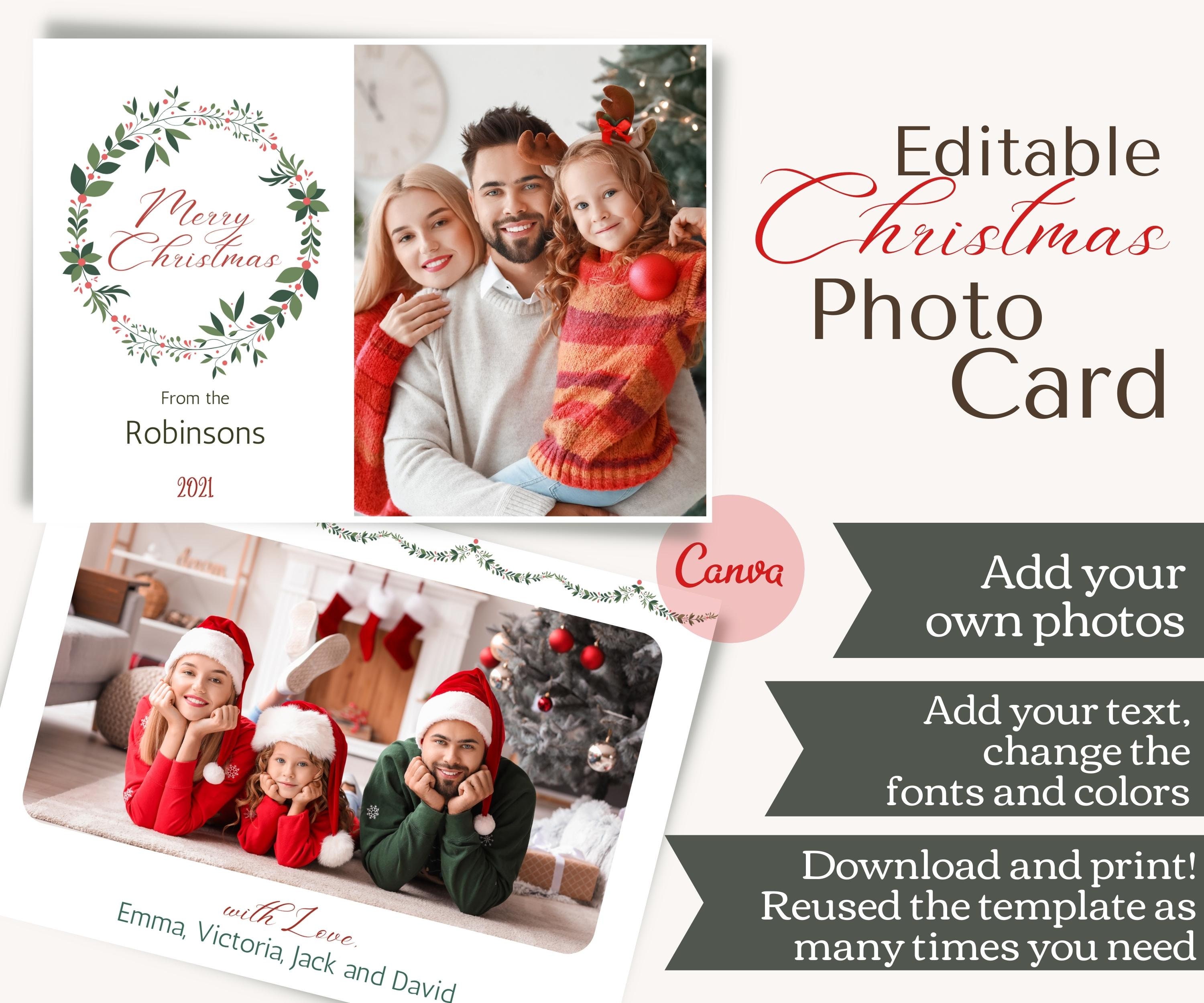 Editable Photo Christmas Card Template. Christmas Printable | Etsy