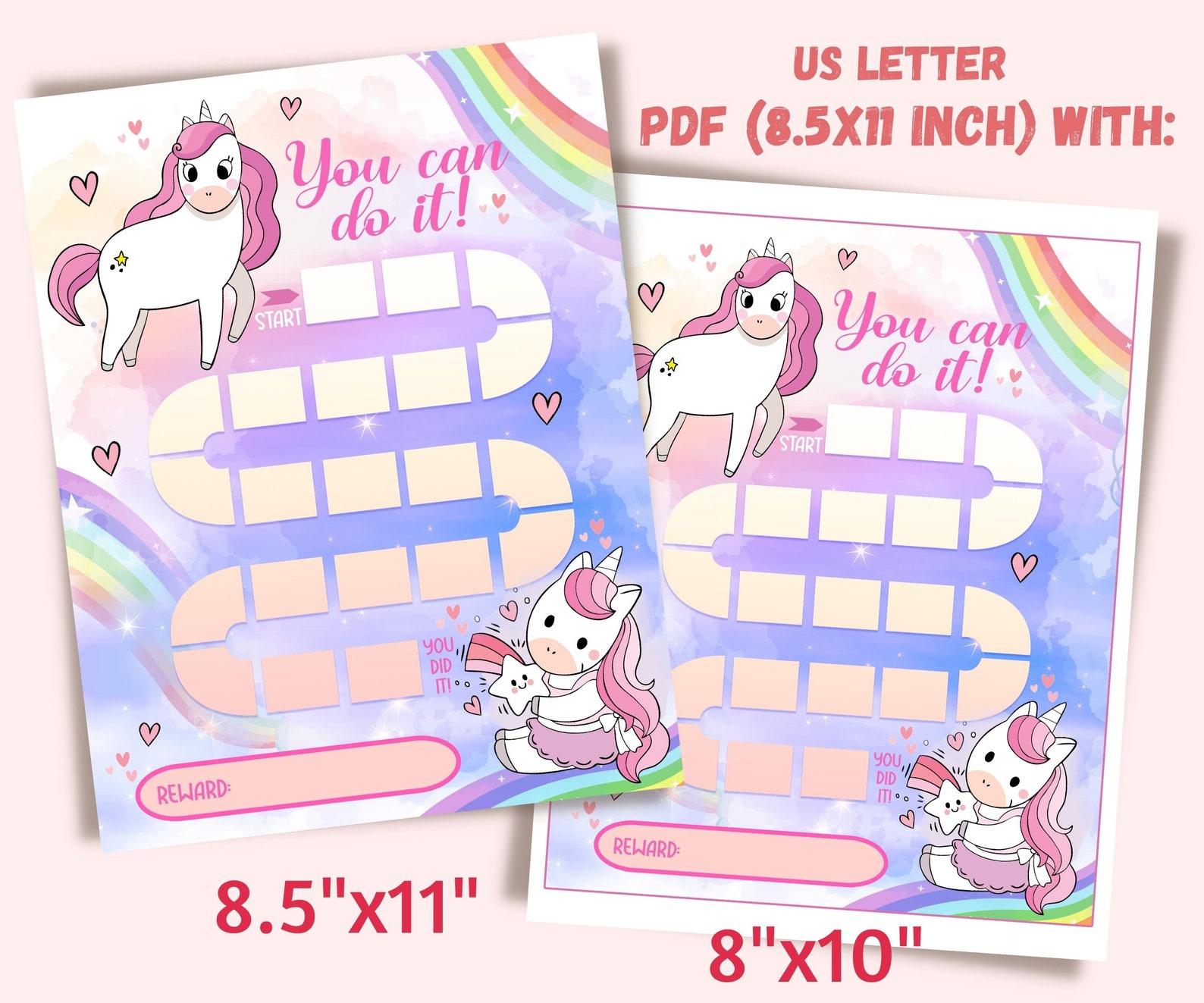 Cute Unicorn Kids Reward Chart Instant Download. Printable - Etsy