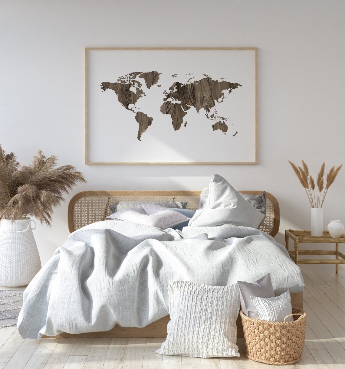 Hand Painted Wooden Textured World Map Printable Wall Art. | Etsy