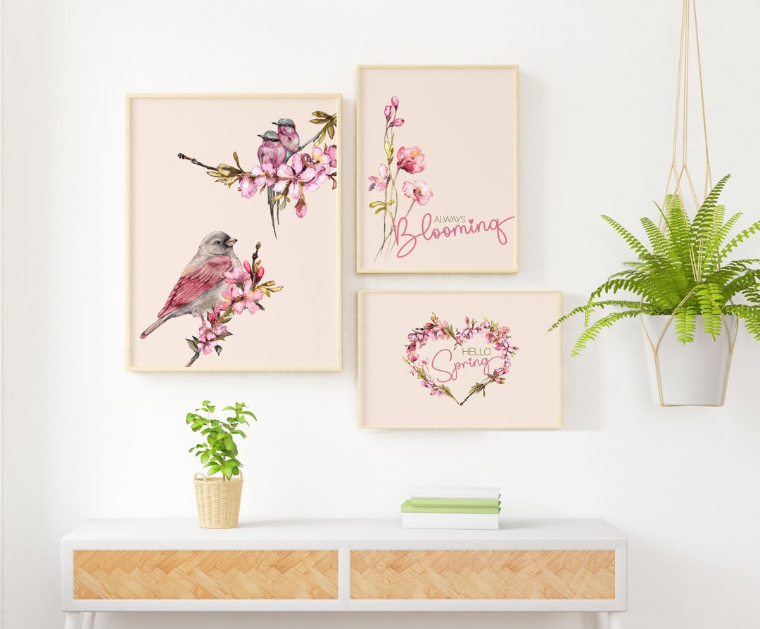 Pastel Pink Spring Printable Gallery Wall Set. Printable Spring Decor ...