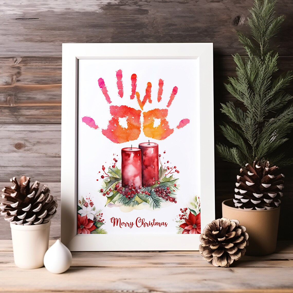 Christmas Candle Handprint Art Kids Keepsake Gift Digital Download DIY ...