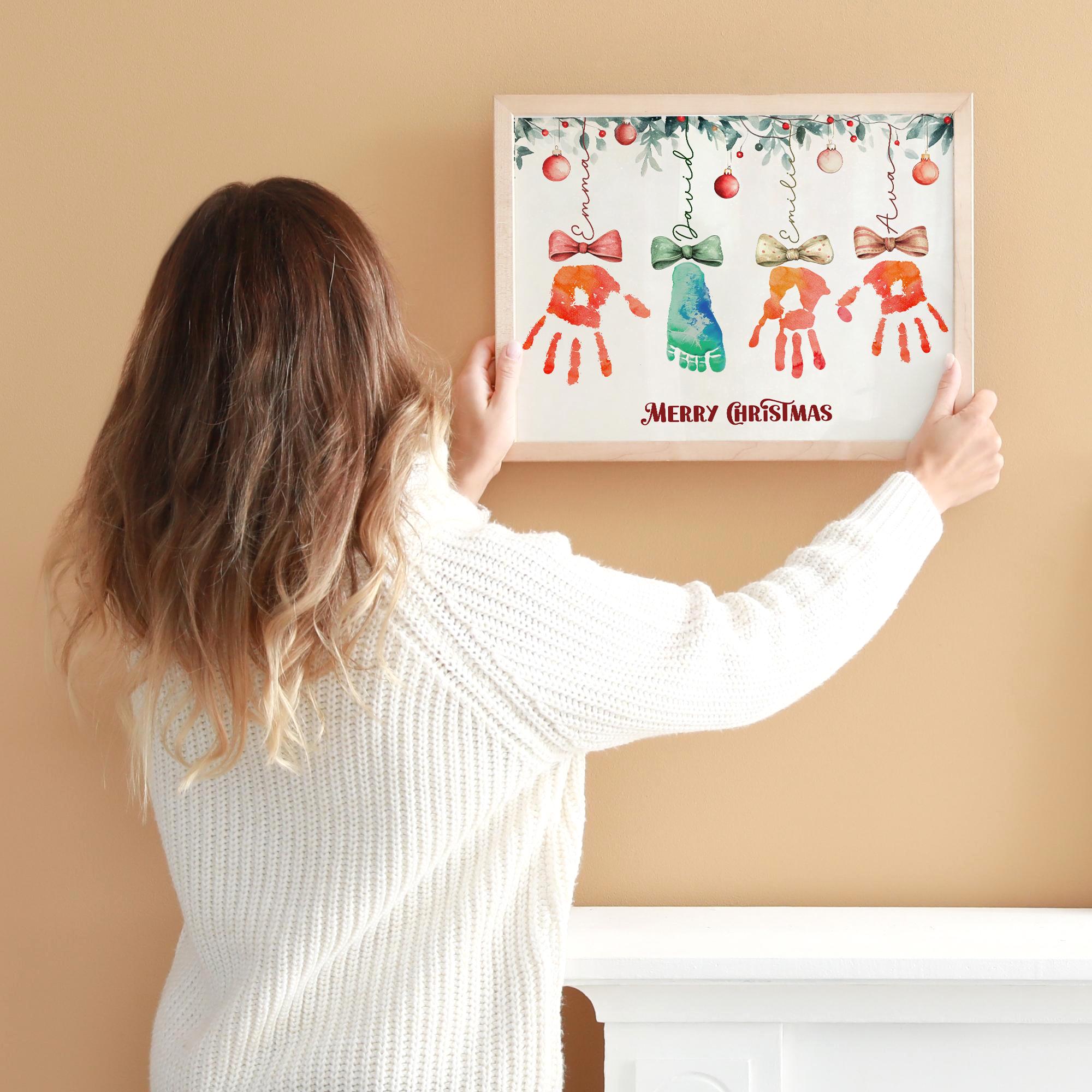 Personalized Christmas Handprint Art Ornament Gift for Mom, Grandma ...