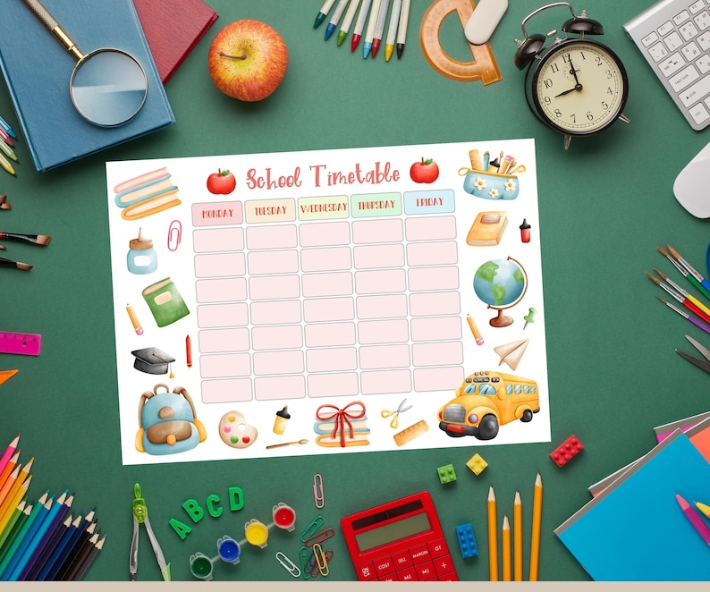 Printable School Timetable Instant Download. Back to School - Etsy