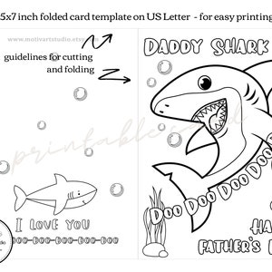 Daddy Shark Printable Father's Day Coloring Card for Kids. Funny ...