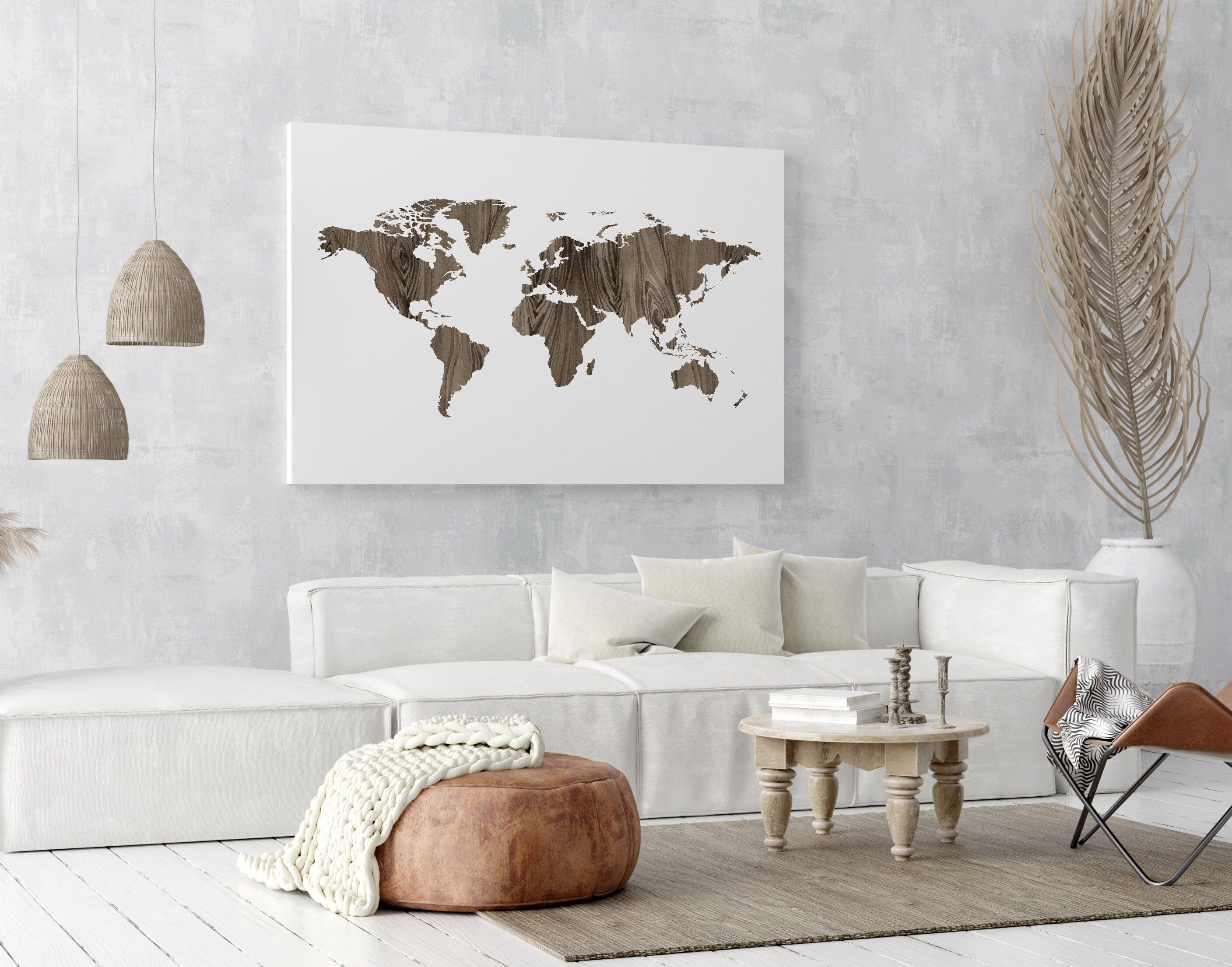Hand Painted Wooden Textured World Map Printable Wall Art. | Etsy