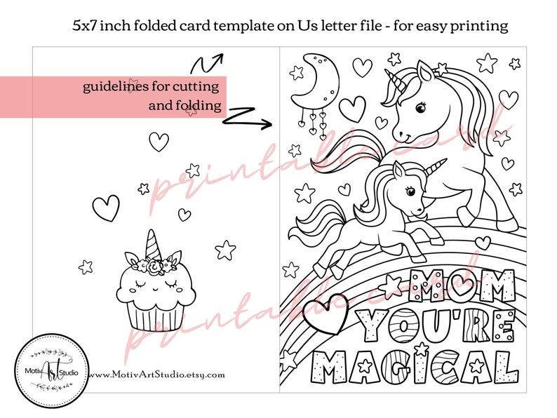Printable Mothers Day or Birthday Coloring Card for Kids. Mom You're ...