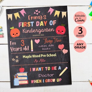 First Day of Preschool Editable Template for Girls. Back to School Sign ...