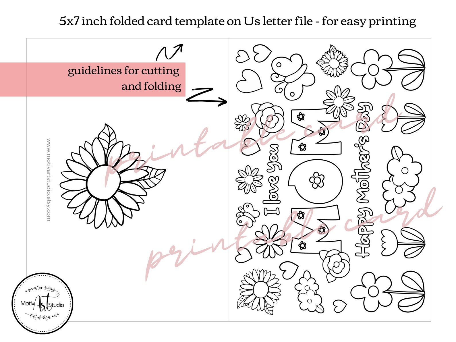 Printable Mothers Day Coloring Card. DIY Mothers Day Gift From - Etsy