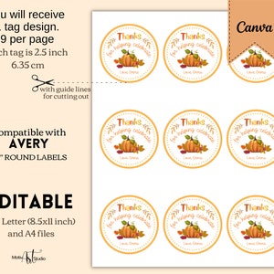 Editable Fall Birthday Party Thank You Tags Template. Printable Round ...