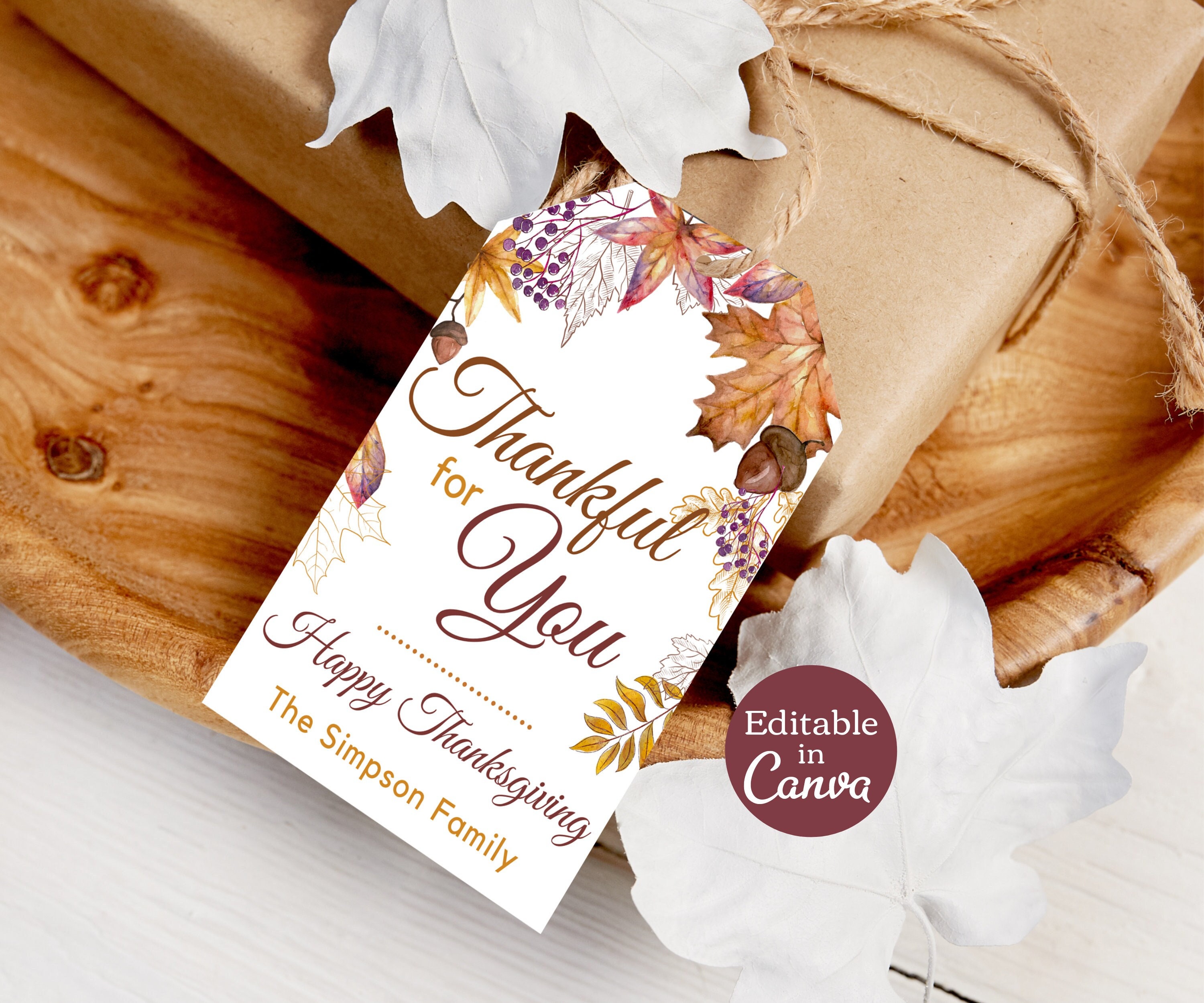 Editable Thanksgiving Tag Template. Thankful for you | Etsy