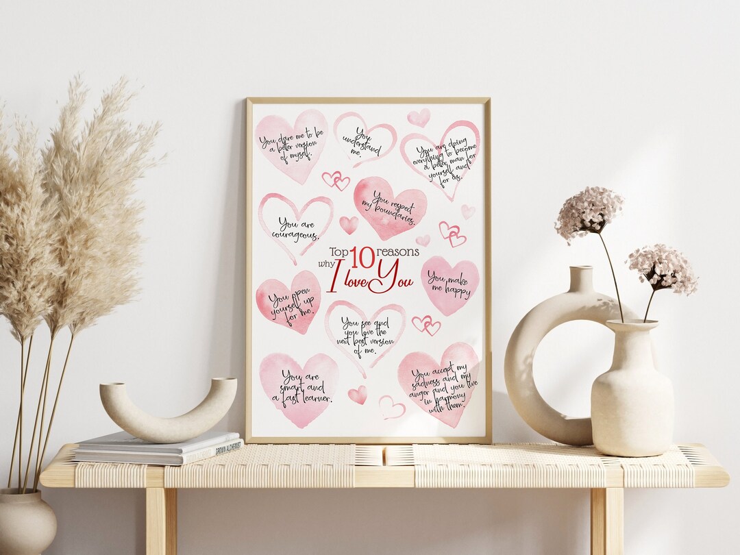 Top 10 Reasons Why I LOVE YOU Valentine's Day Gift. Printable ...