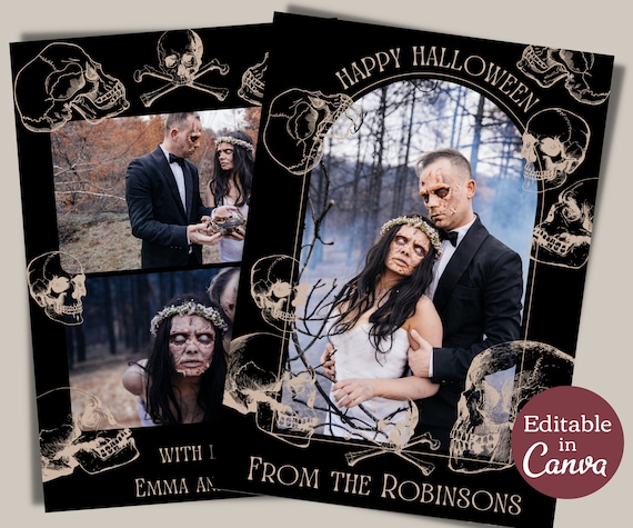 Editable Halloween Photo Card Template. Scary Photo Card Canva | Etsy
