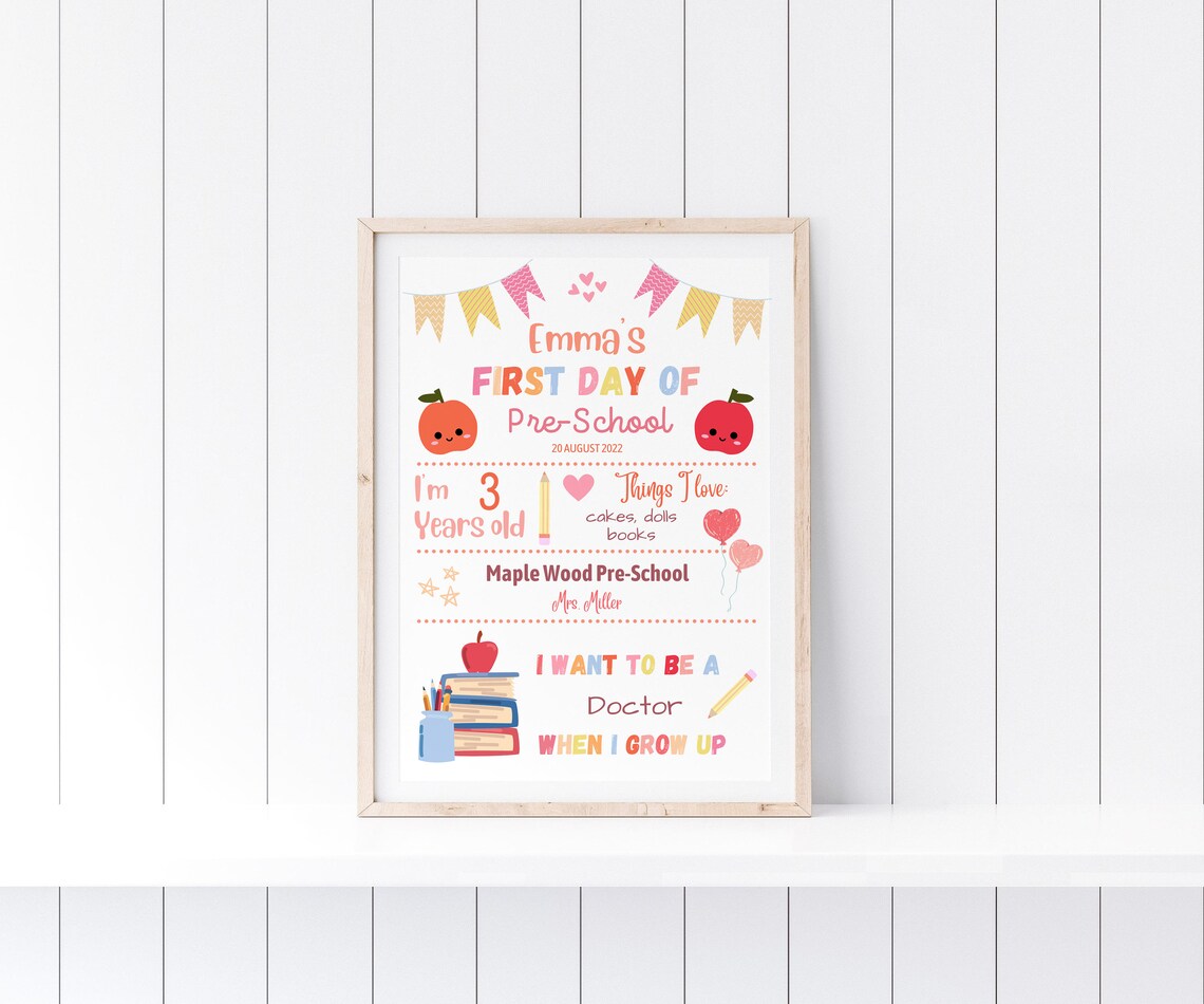 Editable First Day of School Template for Girls. Back to - Etsy