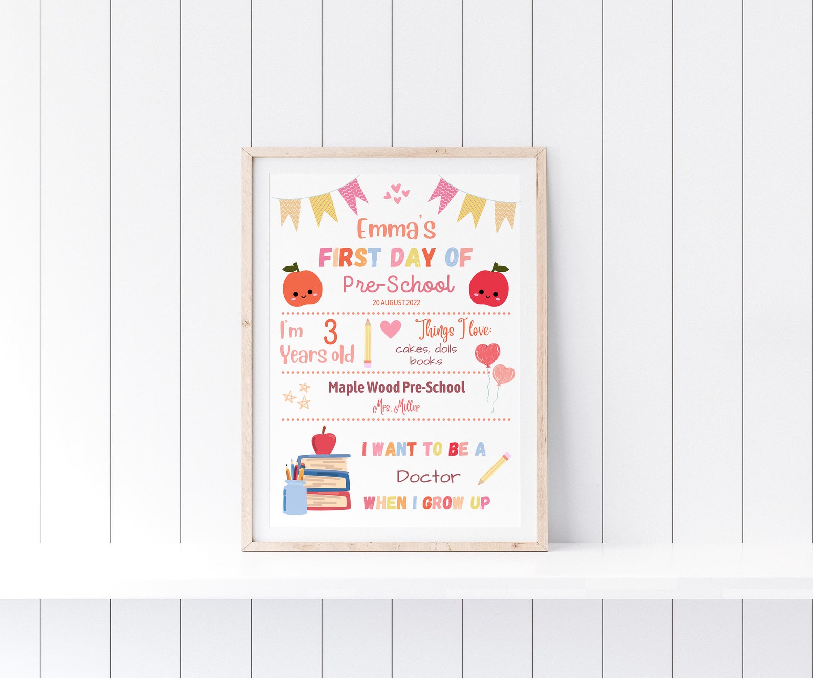 Editable First Day of School Template for Girls. Back to - Etsy