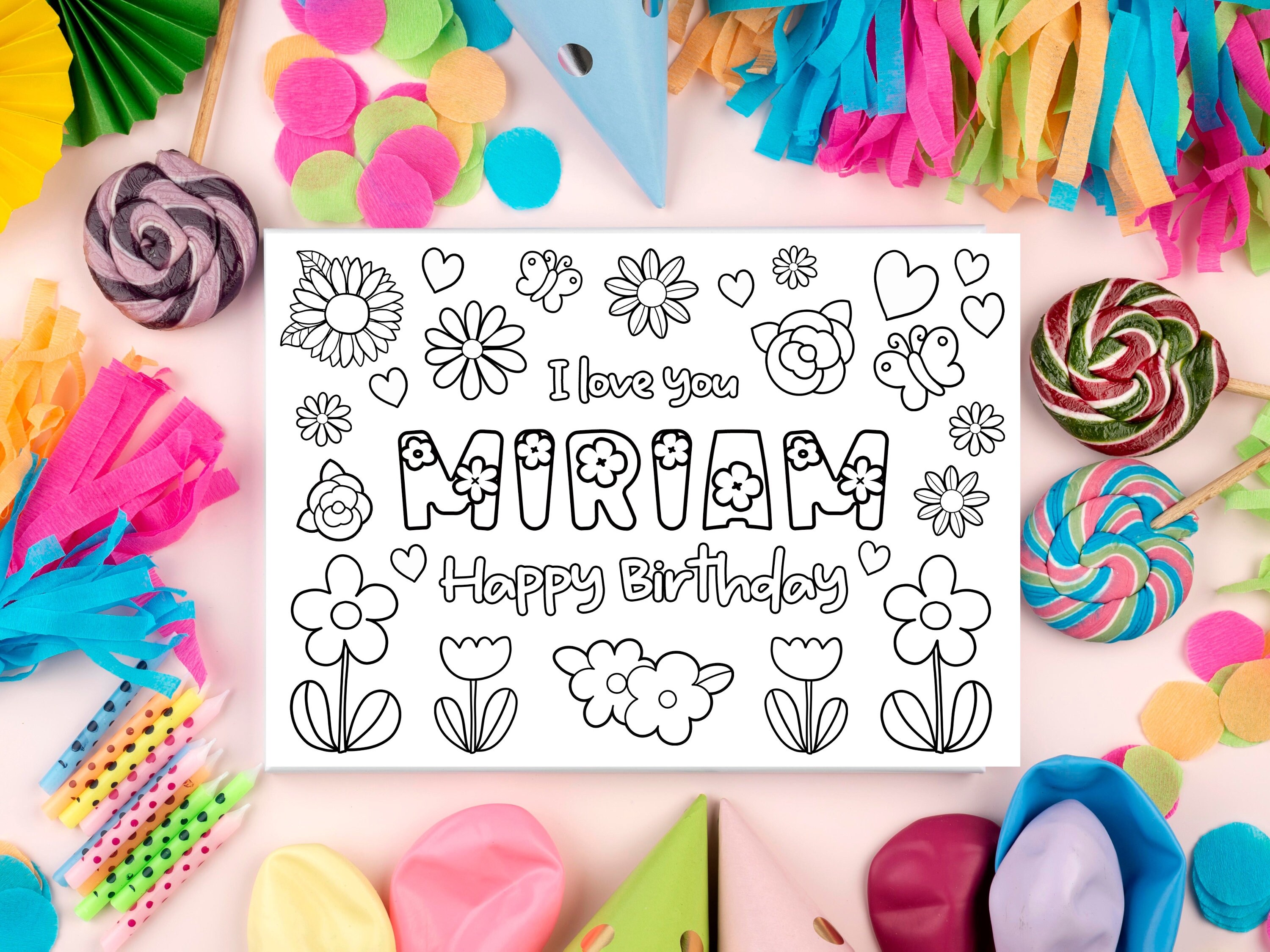Custom Coloring Birthday Card for Kids. Personalized Birthday - Etsy Canada