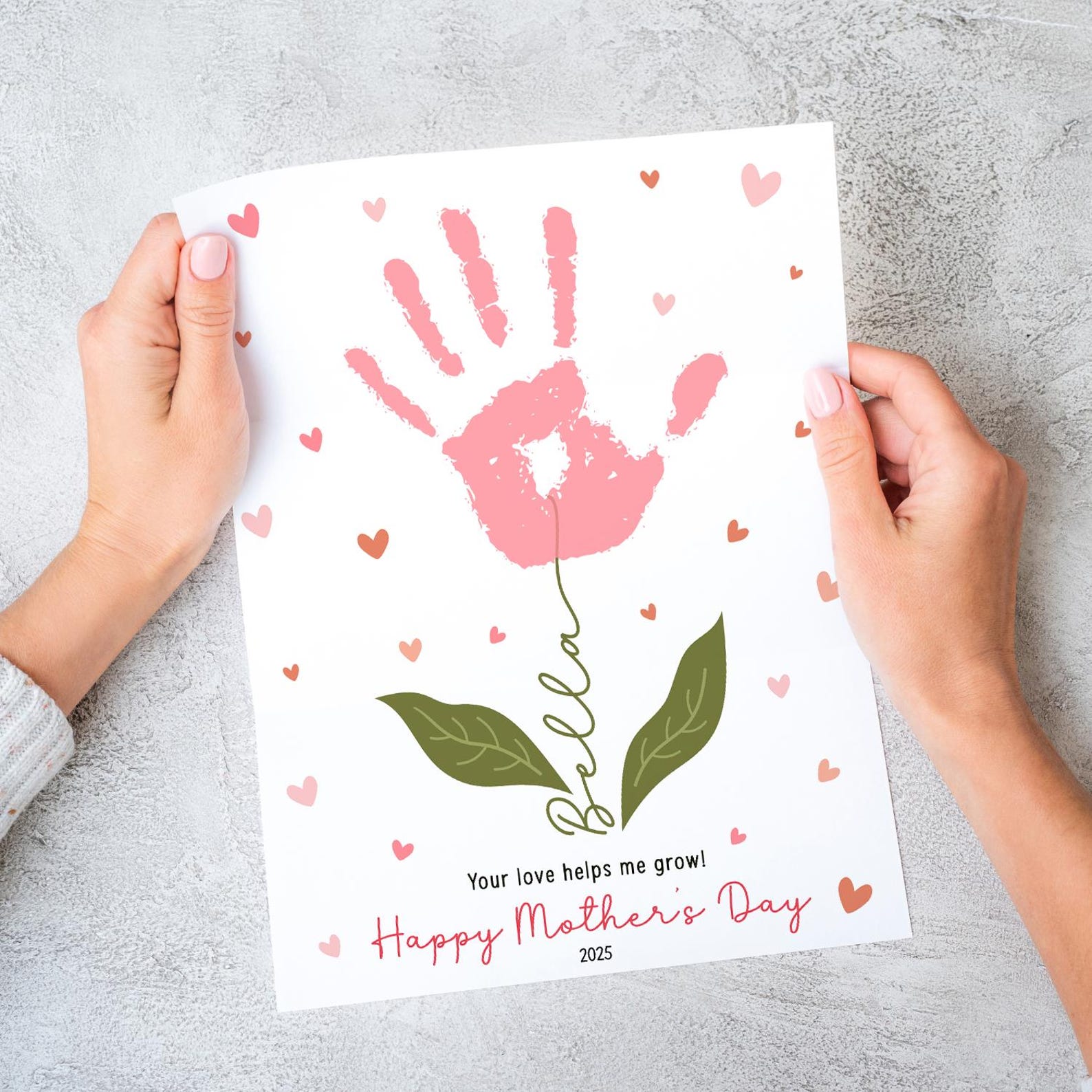 Personalized Mother's Day or Birthday Handprint Flower Art: Printable ...