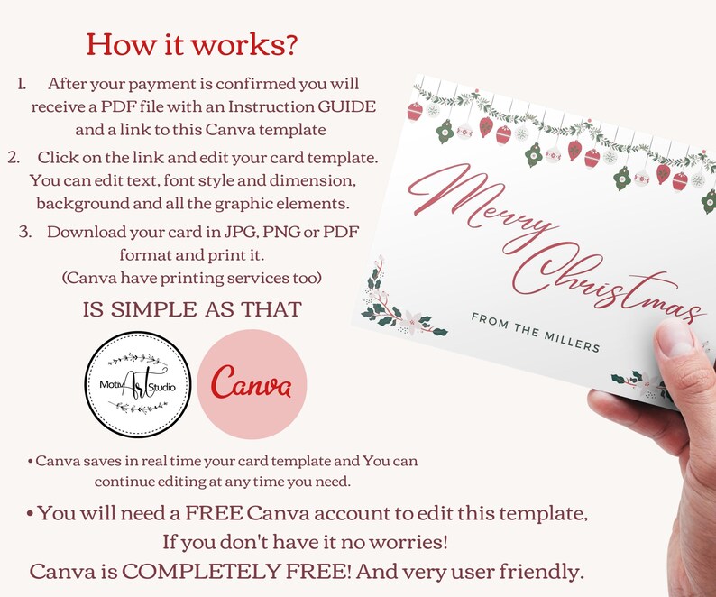 Editable Canva Christmas Card Template. Merry Christmas | Etsy