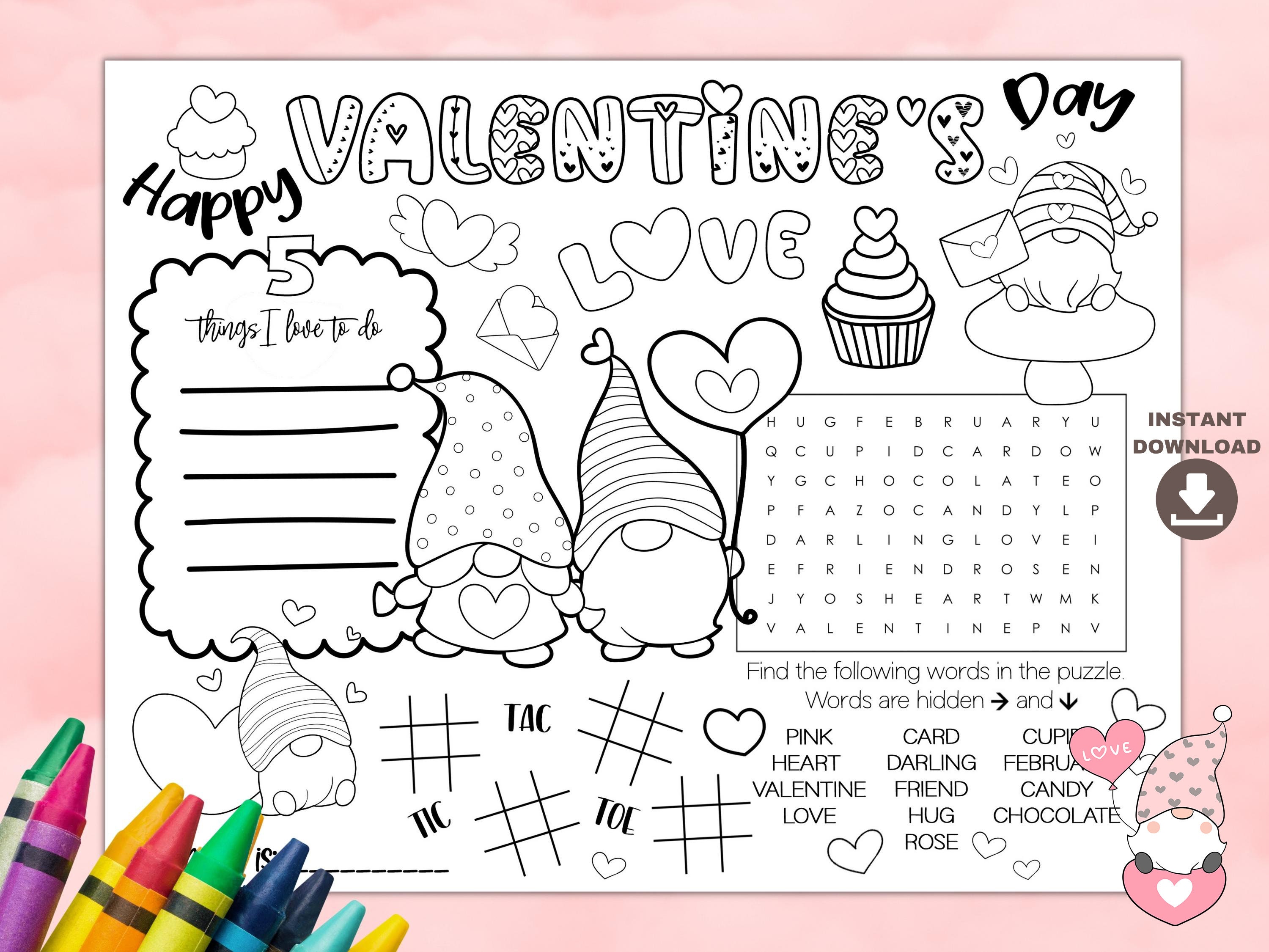 10 Valentine's Day Coloring and Activity Pages Mega | Etsy