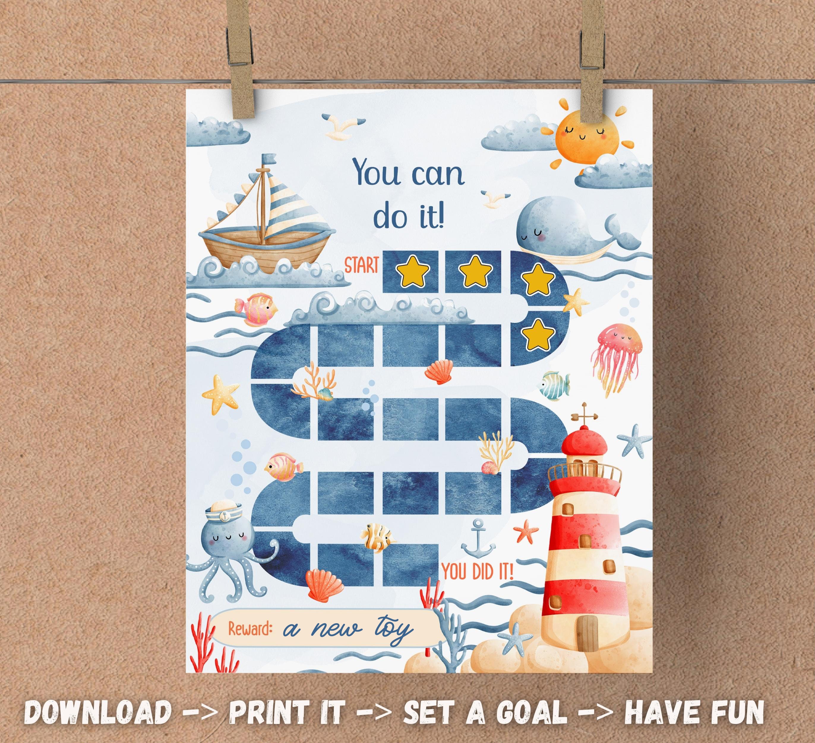 Printable Nautical Kids Reward Chart. Kids Summer Sticker - Etsy