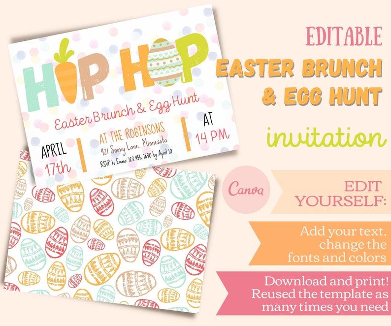 Editable Easter Egg Hunt Invitation Template. Editable Easter | Etsy