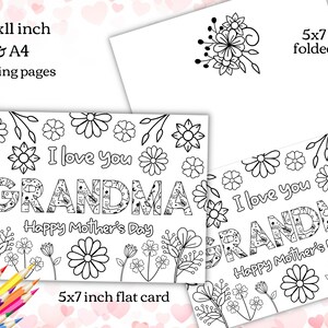 Grandma Printable Mothers Day Coloring Card for Kids. Mothers Day DIY ...