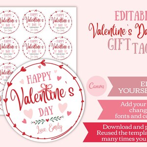 Printable Valentines Gift Tags Template. Editable Valentine Treat Tags ...